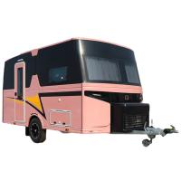 China Pink RV Camper Caravan Trailer KNOTT Rotary Hitch Touring Camper Trailer 3000W for sale