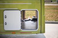 China Vacation Camper Caravan Trailer Spare Tire Integrated Bathroom Travel Camping Van for sale