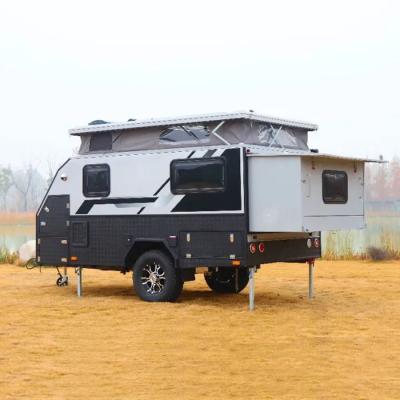 China Portable Off Road Travel Camper 80L Aluminium Camper Trailer Fibreglass Travel Trailers for sale