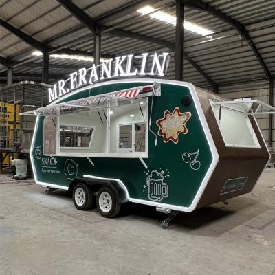 China Fiberglass Customizable Food Trailer Full Kitchen Trailer Snack Ice Cream Trailer for sale