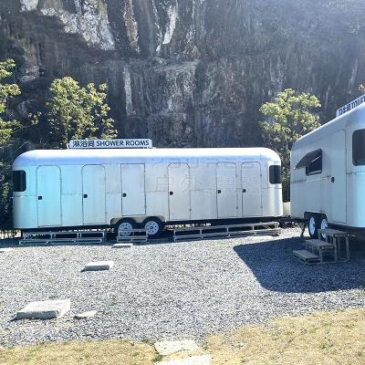 China 4-8 Restroom Shower Trailer Available Lighting Portable Toilet Trailer WC Trailer for sale