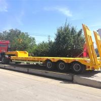 China Detachable Gooseneck Low Bed Semi Trailers With Slope For Excavators Bulldozers For Heavy Machines for sale