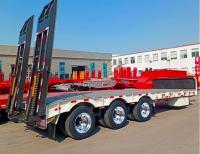 China Long Lasting LED Lighting Drop Deck Trailer With 28 Tons Two Speed Landing Gear for sale