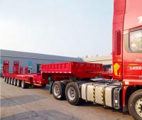 China Long Lasting LED Lighting Drop Deck Trailer With 28 Tons Two Speed Landing Gear for sale