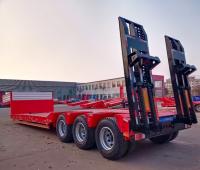 China Long Lasting LED Lighting Drop Deck Trailer With 28 Tons Two Speed Landing Gear for sale