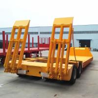 China 28 Tons Two Speed Landing Gear Low Bed Semi Trailer For Heavy Equipment Transportation for sale