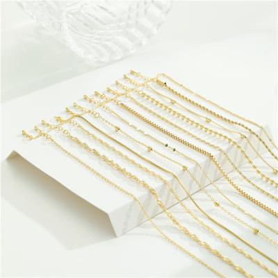 China Factory Wholesale 14k Gold Plated  Necklace Bracelet Oshaped Twist Box Chain Pendant for Diy Jewelry Accessories Making for sale