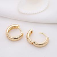 China Factory Jewelry Wholesale Simple Design Round Shape 14K Gold Plated Thick Initial Huggie Hoop Earrings for sale