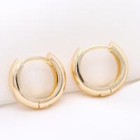 China Factory Jewelry Wholesale Simple Design Round Shape 14K Gold Plated Thick Initial Huggie Hoop Earrings for sale