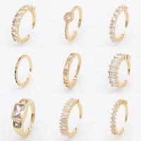 China Factory Wholesale Fashion Designed Brass 14K Gold Plated Ladies' Open Adjustable Ring Featuring Micro Set Clear Zircon Rings for sale