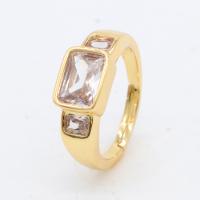 China Factory Wholesale Fashion Designed Brass 14K Gold Plated Ladies' Open Adjustable Ring Featuring Micro Set Clear Zircon Rings for sale