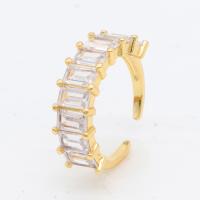 China Factory Wholesale Fashion Designed Brass 14K Gold Plated Ladies' Open Adjustable Ring Featuring Micro Set Clear Zircon Rings for sale