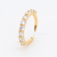 China Factory Wholesale Fashion Designed Brass 14K Gold Plated Ladies' Open Adjustable Ring Featuring Micro Set Clear Zircon Rings for sale