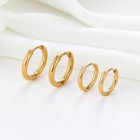 China Fashion Jewelry PVD 14K Gold Plated Stainless Steel Round Hoop Earrings 11mm 14mm Earring for sale