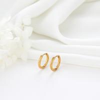 China Fashion Jewelry PVD 14K Gold Plated Stainless Steel Round Hoop Earrings 11mm 14mm Earring for sale