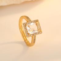 China Wholesale Fashion Brass 18K Gold Plated White Red Green Zircon Adjustable Personalized Open Irregular Unisex Ring for sale
