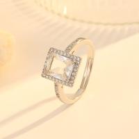 China Wholesale Fashion Brass 18K Gold Plated White Red Green Zircon Adjustable Personalized Open Irregular Unisex Ring for sale