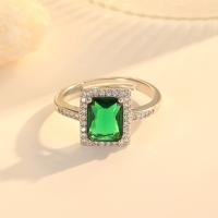 China Wholesale Fashion Brass 18K Gold Plated White Red Green Zircon Adjustable Personalized Open Irregular Unisex Ring for sale