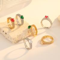 China Custom 18K Gold Plated Brass Zircon Ring High End Open Adjustable Fashion Versatile and Elegant Women's Jewelry Rings for sale