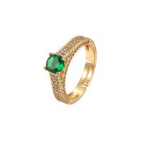 China Custom 18K Gold Plated Brass Zircon Ring High End Open Adjustable Fashion Versatile and Elegant Women's Jewelry Rings for sale