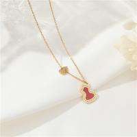 China 18K Vacuum Electroplated Stainless Steel Women's Necklace Micropaved Zircon Double Gourd Necklace Stainless Steel Jewelry for sale
