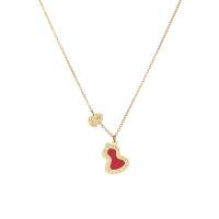 China 18K Vacuum Electroplated Stainless Steel Women's Necklace Micropaved Zircon Double Gourd Necklace Stainless Steel Jewelry for sale