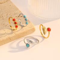 China 18k Gold Stainless Steel Turquoise Ring Understated Luxury Fashionable Versatile Open Ring Bracelet for Women for sale