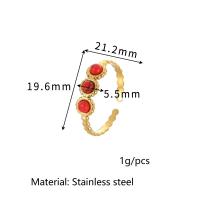 China 18k Gold Stainless Steel Turquoise Ring Understated Luxury Fashionable Versatile Open Ring Bracelet for Women for sale