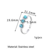 China 18k Gold Stainless Steel Turquoise Ring Understated Luxury Fashionable Versatile Open Ring Bracelet for Women for sale