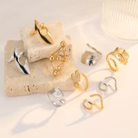 China Fashion New 18K Gold Plated Stainless Steel Open Ring With Adjustable Size and a High End Irregular Jewelry Rings for sale