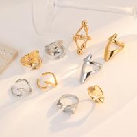 China Fashion New 18K Gold Plated Stainless Steel Open Ring With Adjustable Size and a High End Irregular Jewelry Rings for sale