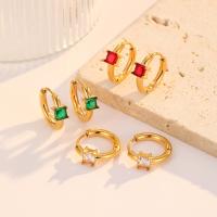 China 18K Gold Fashion Zircon Huggie Earring New Luxury Niche Stainless Steel Women's Jewelry Hoop Earrings for sale