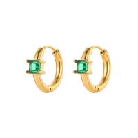 China 18K Gold Fashion Zircon Huggie Earring New Luxury Niche Stainless Steel Women's Jewelry Hoop Earrings for sale