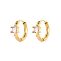 China 18K Gold Fashion Zircon Huggie Earring New Luxury Niche Stainless Steel Women's Jewelry Hoop Earrings for sale