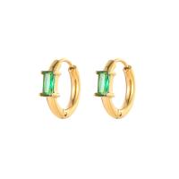 China Wholesale PVD18K Gold Stainless Steel Women's Jewelry Earrings with Zircon Rectangle Simple Fashion Hoop Earrings for sale