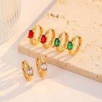 China Wholesale Fashion Luxury and High End Stainless Steel PVD 18K Gold Zircon Huggie Earring and Women Jewelry Hoop Earrings for sale