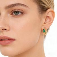 China Wholesale Fashion Luxury and High End Stainless Steel PVD 18K Gold Zircon Huggie Earring and Women Jewelry Hoop Earrings for sale