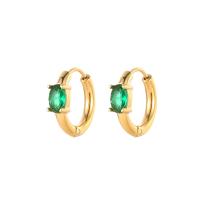 China Wholesale Fashion Luxury and High End Stainless Steel PVD 18K Gold Zircon Huggie Earring and Women Jewelry Hoop Earrings for sale