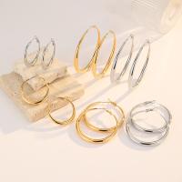 China Fashion European and American Style Stainless Steel Hoop Earrings 18K PVD Plated Large Hoop Earrings for Women's Birthday Party for sale