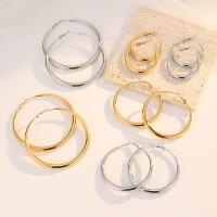 China Fashion European and American Style Stainless Steel Hoop Earrings 18K PVD Plated Large Hoop Earrings for Women's Birthday Party for sale