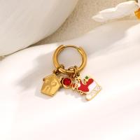 China Stainless Steel 18K Gold Plated Christmas Series Design Hoop Earring Cute Santa Claus Christmas Tree Charms Jewelry Earrings for sale