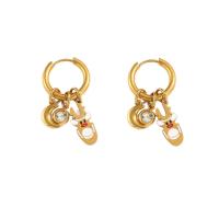 China Stainless Steel 18K Gold Plated Christmas Series Design Hoop Earring Cute Santa Claus Christmas Tree Charms Jewelry Earrings for sale
