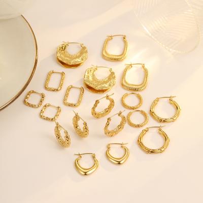 China 18K Vacuum Gold-Plated Fashion Stainless Steel Round Earring Female Geometric Earrings for sale