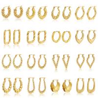 China 18K Vacuum Gold-Plated Fashion Stainless Steel Round Earring Female Geometric Earrings for sale