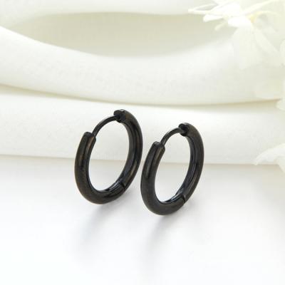 China 16mm Gun Black Plated Huggie Wholesale Stainless Steel Huggie Hoop Earrings for sale