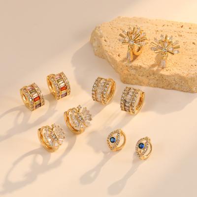 China Multi Shape 14K Gold Plated Sow Shape Evil Eye Ear Buckles Earrings Jewelries for Jewelry Earrings for sale
