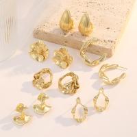 China Jiexing Fashion 18k Gold Plated Stainless Steel Earrings Petal C Shaped Irregular Folding Women's Earring Accessories for sale