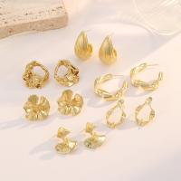 China Jiexing Fashion 18k Gold Plated Stainless Steel Earrings Petal C Shaped Irregular Folding Women's Earring Accessories for sale