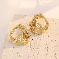 China Jiexing Fashion 18k Gold Plated Stainless Steel Earrings Petal C Shaped Irregular Folding Women's Earring Accessories for sale