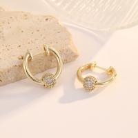China Jiexing Jewelry Brass Plated 14K Gold Zircon Earrings Heart Fashion Women's Bead Hoop Earring for sale